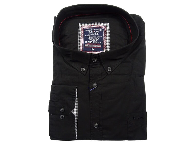 B.Fekete hímzett zsebes EXTRA nagyméretű férfi ing - MR.BB BIG SIZE